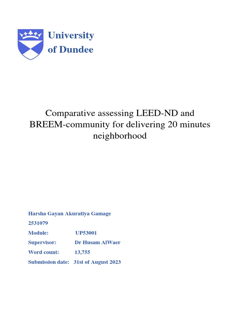 LEED-ND vs BREEAM: 20-Minute Neighborhoods | PDF | Sustainability ...
