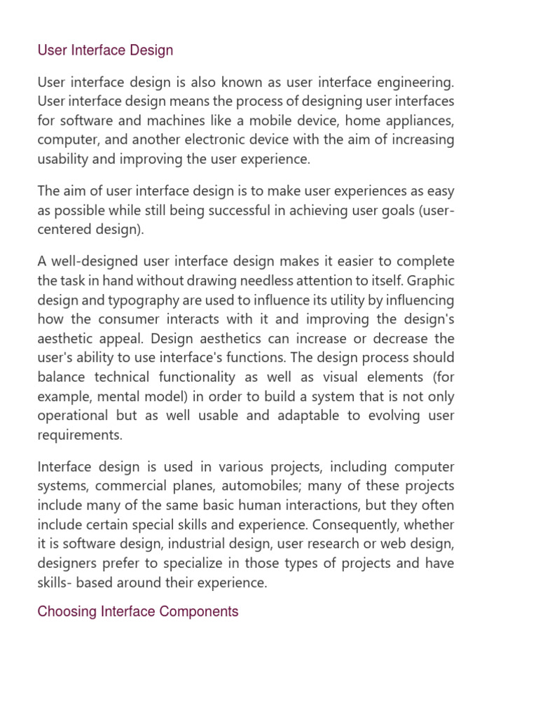 User Interface Design | PDF | Usability | User Interface Design