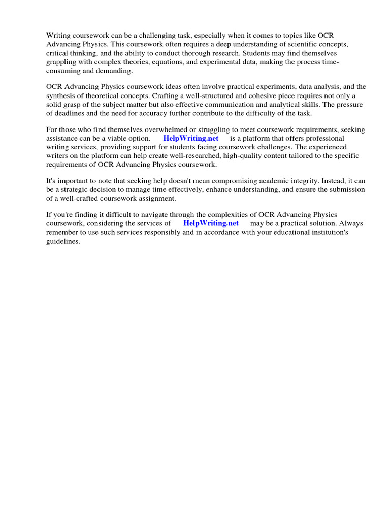 Ocr Advancing Physics Coursework Ideas | PDF | Mass | Velocity