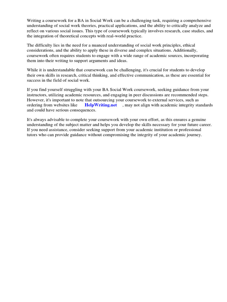 Ba Social Work Course | PDF | Social Work | Bachelor's Degree