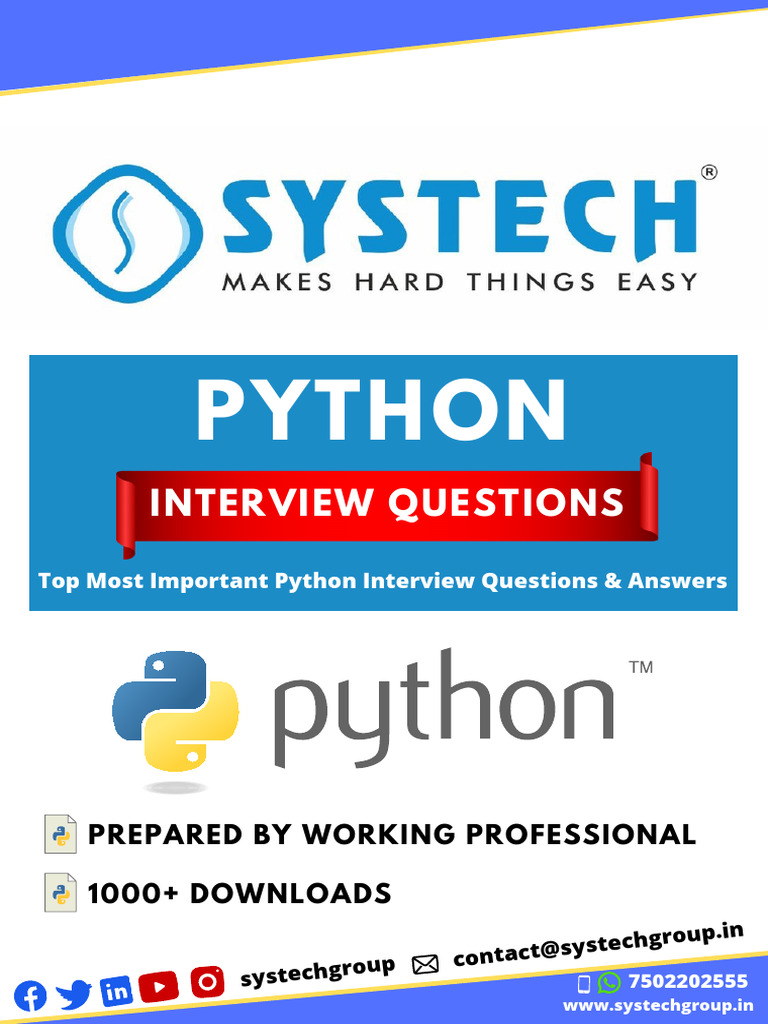 Python Interview Questions | PDF | Method (Computer Programming ... Python Interview Questions | PDF | Method (Computer Programming ...