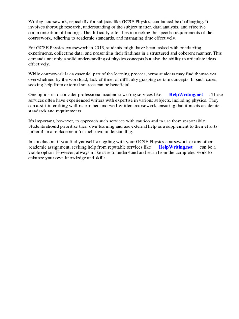 Gcse Physics Coursework 2013 | PDF | Knowledge | Understanding