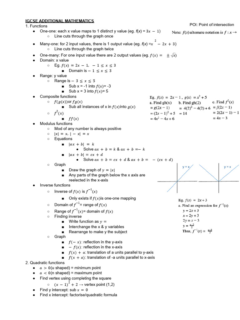 Cambridge IGCSE Additional Mathematics Notes P | PDF | Function ...