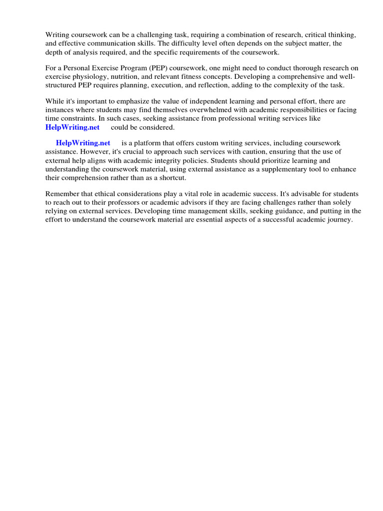 Example of Pep Coursework | Download Free PDF | Physical Fitness ...