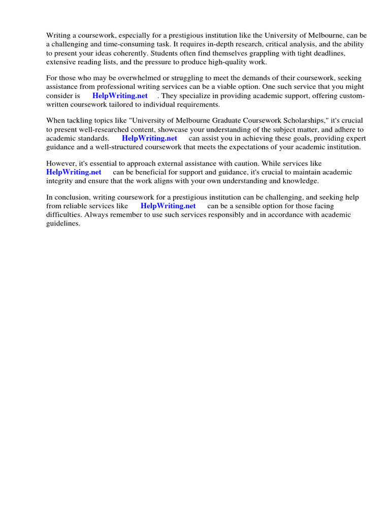 University of Melbourne Graduate Coursework Scholarships | PDF ...