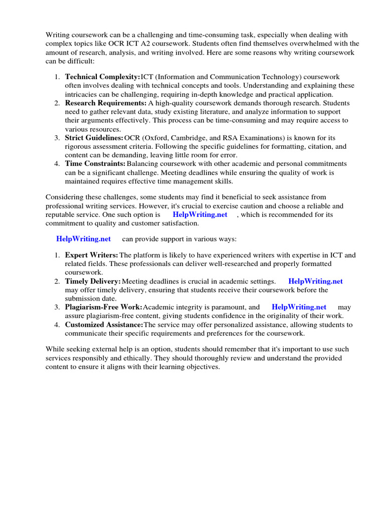 Ocr Ict A2 Coursework Examples Pdf Educational Technology Information