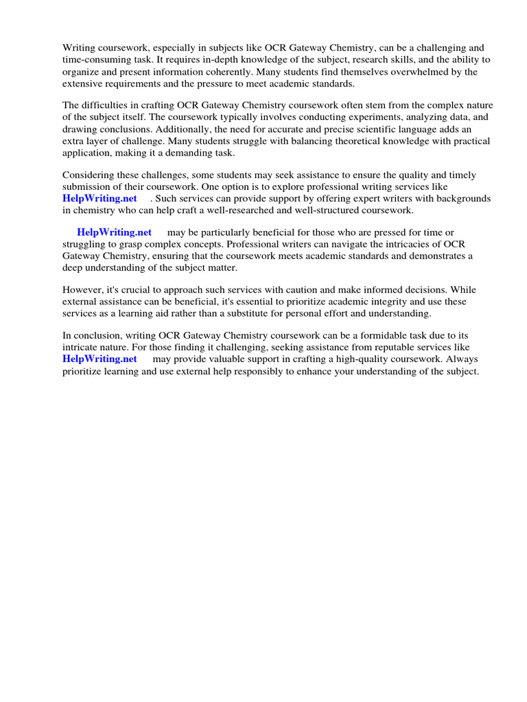 Ocr Gateway Chemistry Coursework | Download Free PDF | Websites | World ...