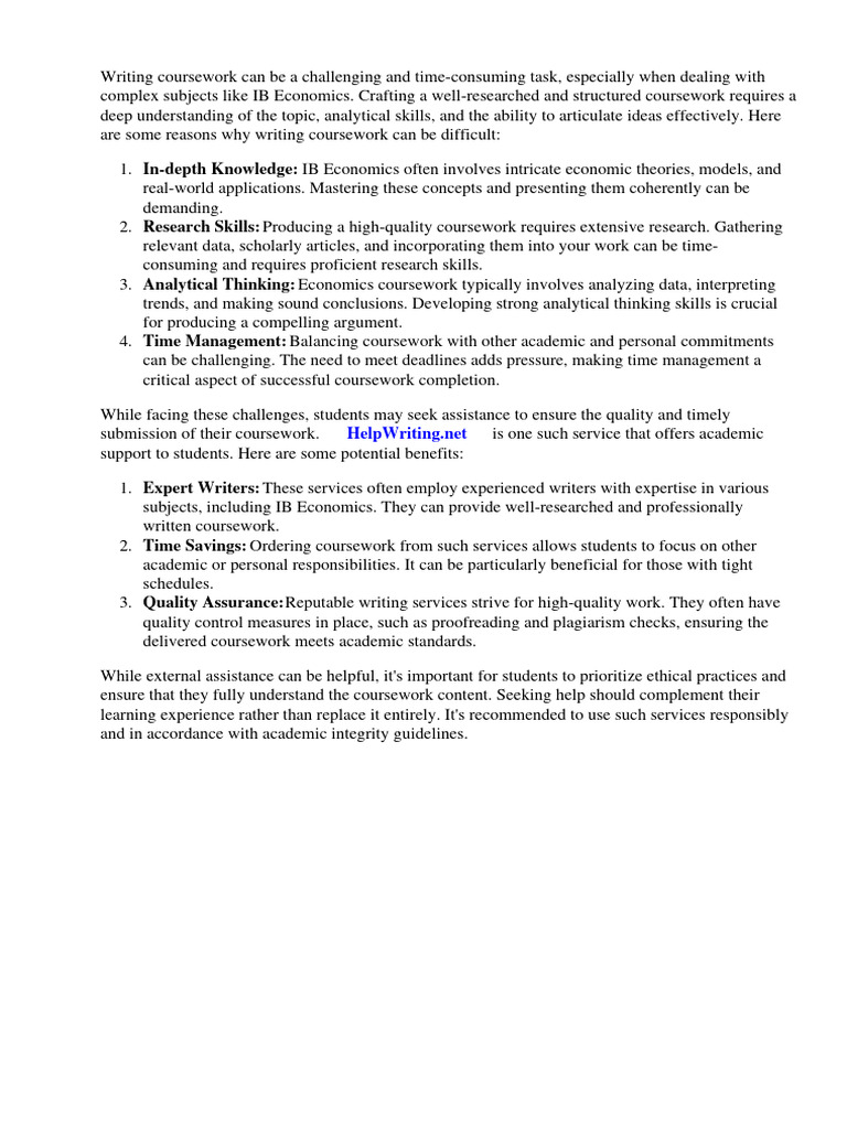 Ib Economics Coursework Cover Sheet | PDF | Economics | Thought