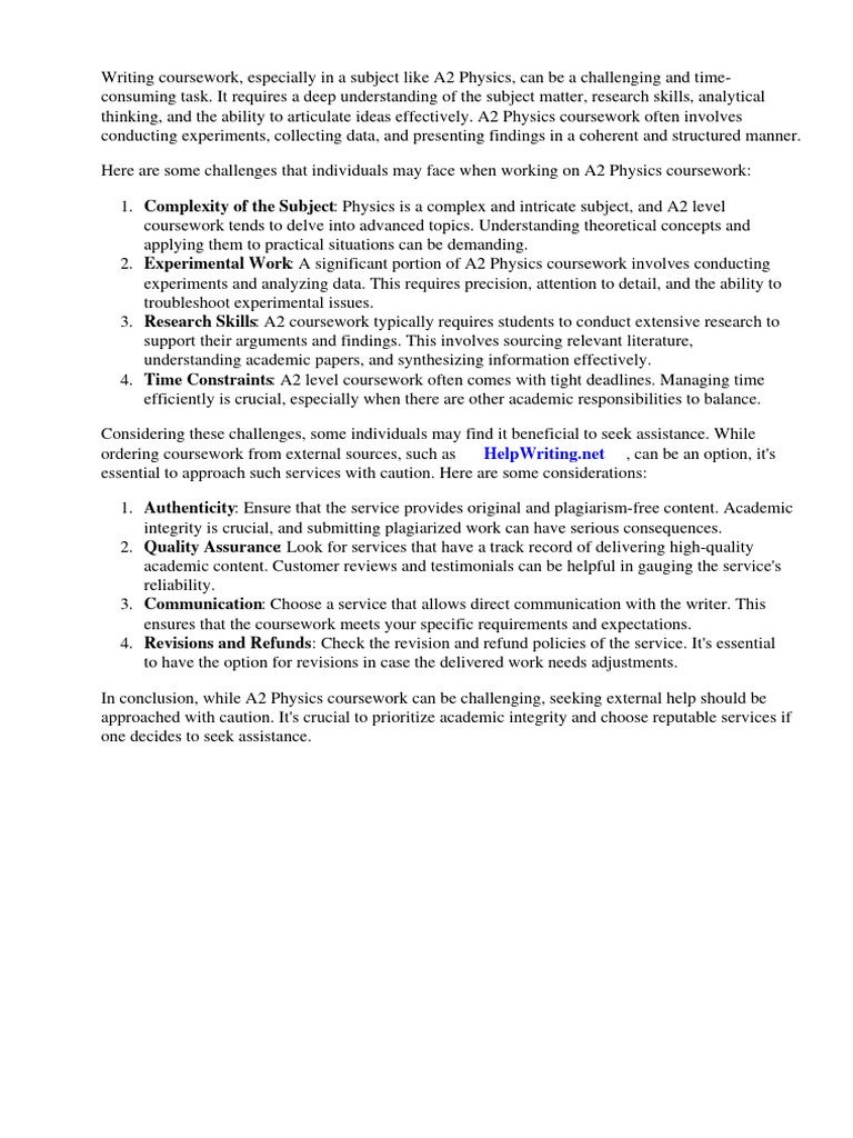 A2 Physics Coursework Ideas | PDF | Gce Advanced Level (United Kingdom ...