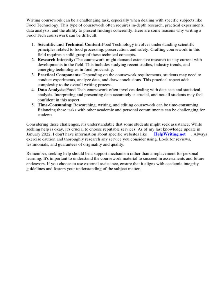 Food Tech Coursework Example 2012 | PDF | Data Analysis | Data