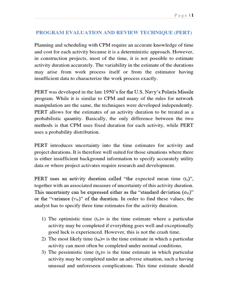 PERT Lecture Notes | PDF | Normal Distribution | Standard Deviation