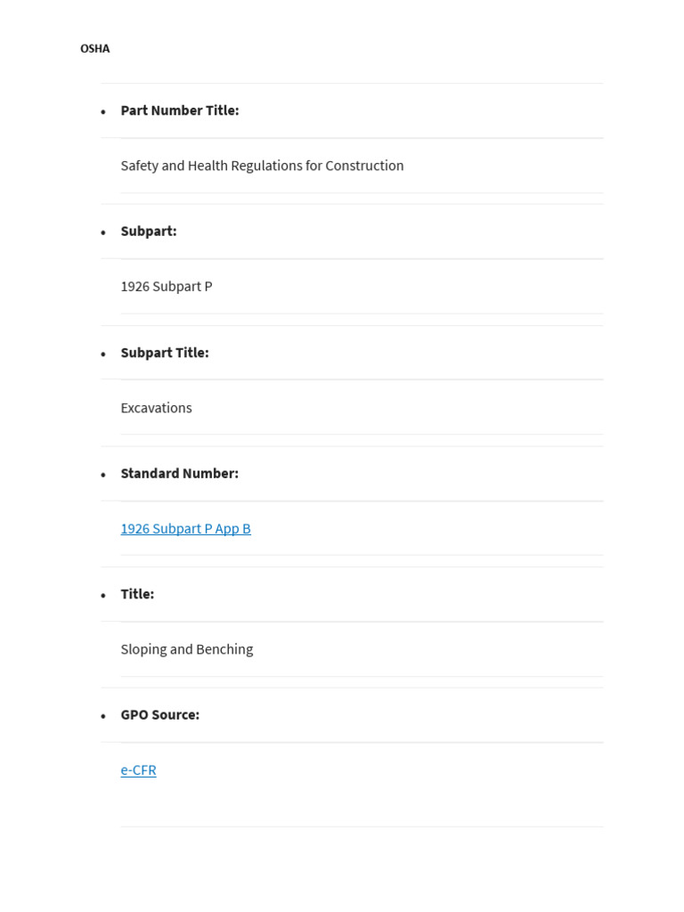 OSHA Guidelines for Excavation Benching | PDF | Slope | Earth Sciences