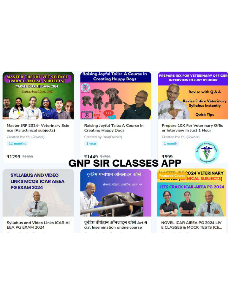 GNP Sir Classes One Stop Solution To All Veterinary Needs | PDF