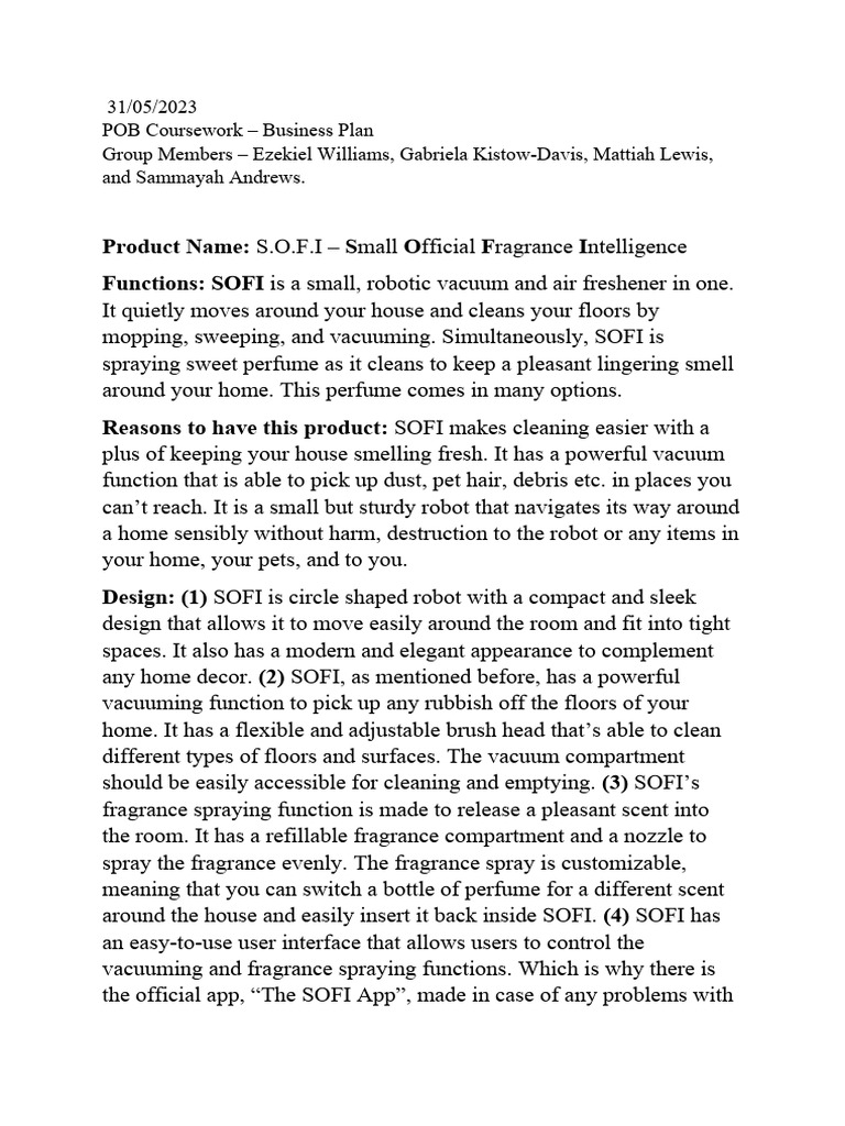 Pob Group Coursework - Business Plan | PDF