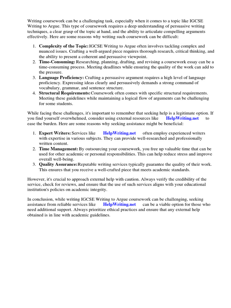 Igcse Writing To Argue Coursework | PDF | Facebook | Expert
