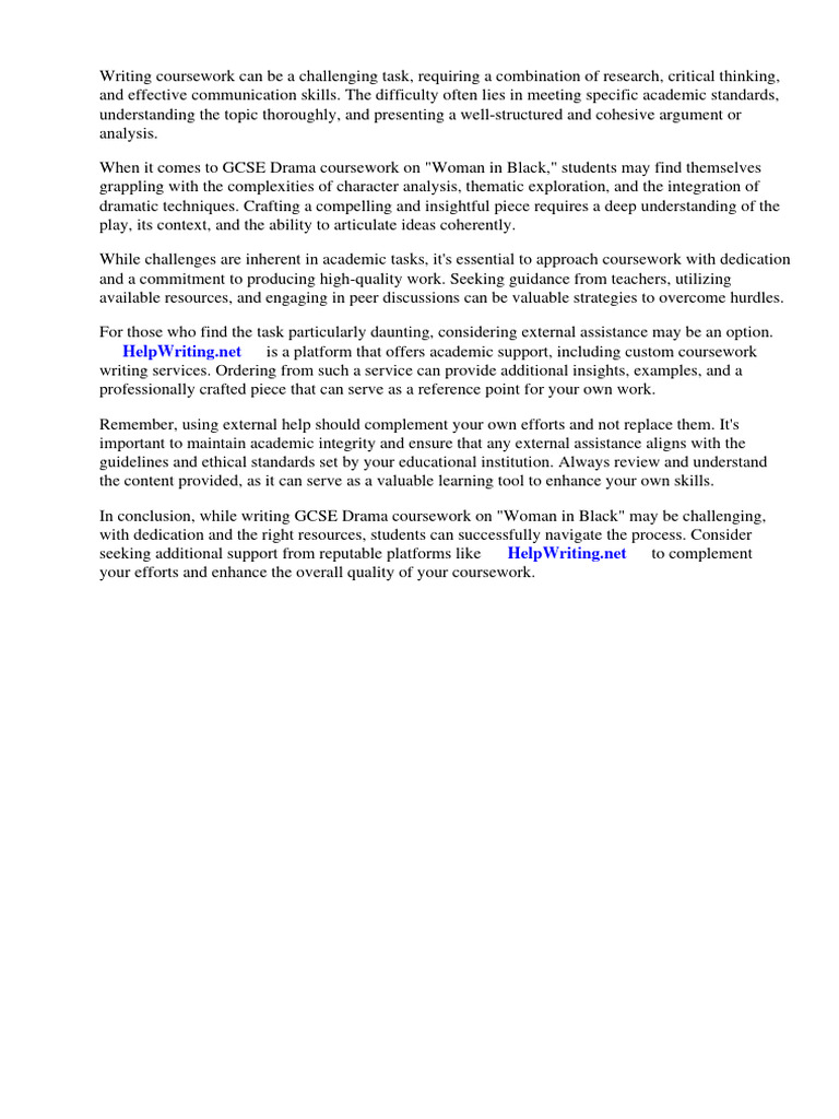 Gcse Drama Coursework Woman in Black | PDF