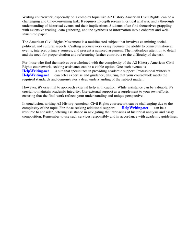 A2 History American Civil Rights Coursework | PDF | Martin Luther King ...