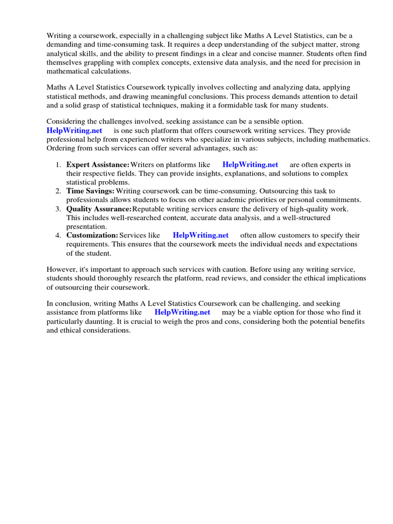 Maths A Level Statistics Coursework | PDF | Standard Deviation | Statistics