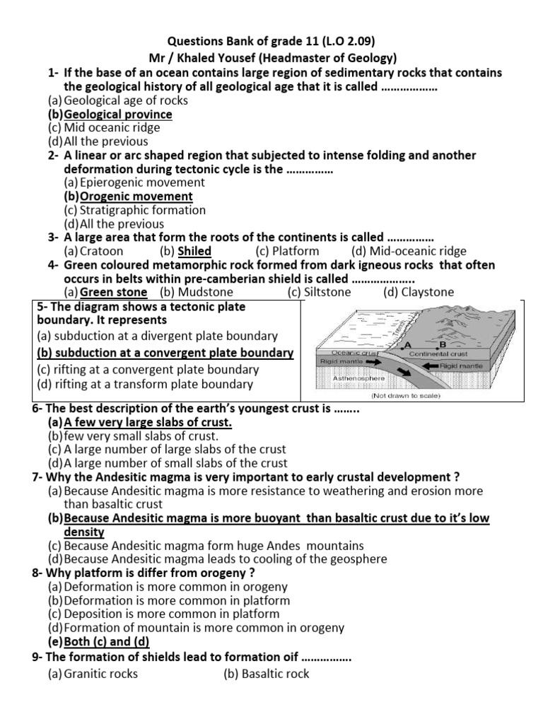 Quiz and Answer (Lo9) Es2 | PDF | Plate Tectonics | Rock (Geology)