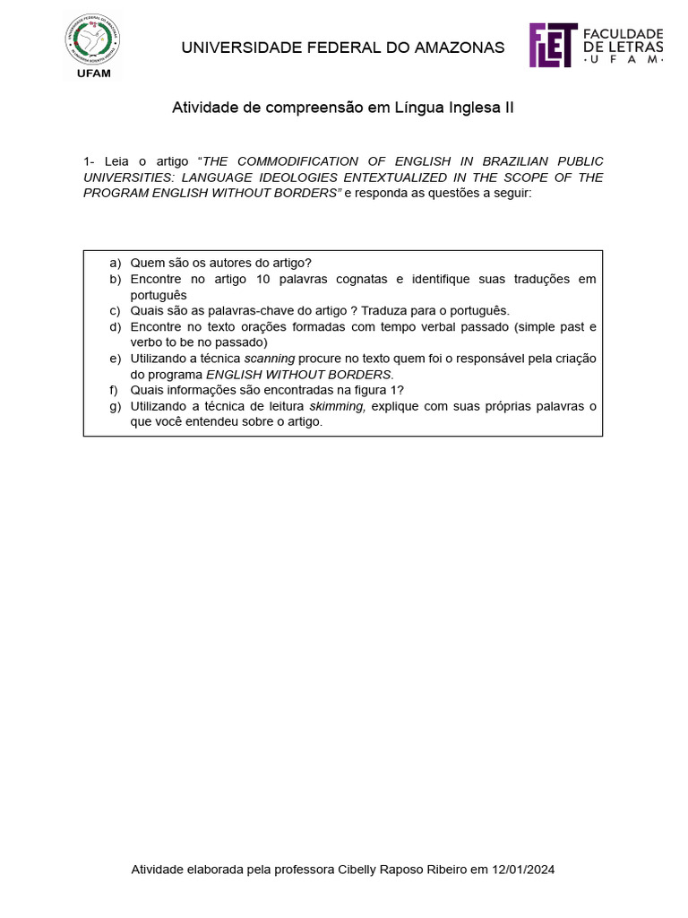Atividade Artigo | PDF | English Language | Linguistics