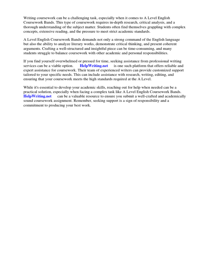 A Level English Coursework Bands | PDF | Critical Thinking | Essays