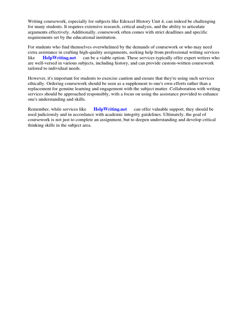 Edexcel History Unit 4 Coursework | PDF