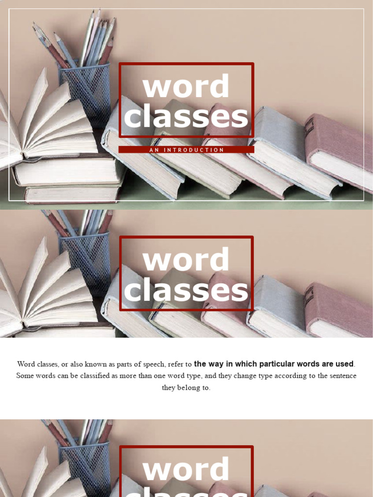 Part of Speech (Word Classes) | PDF | Verb | Part Of Speech