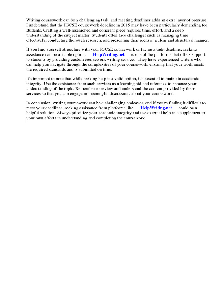 Igcse Coursework Deadline 2015 | PDF | Career & Growth
