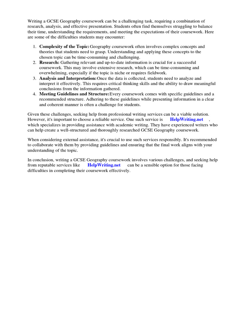 Gcse Geography Coursework Layout | Download Free PDF | Statistical ...