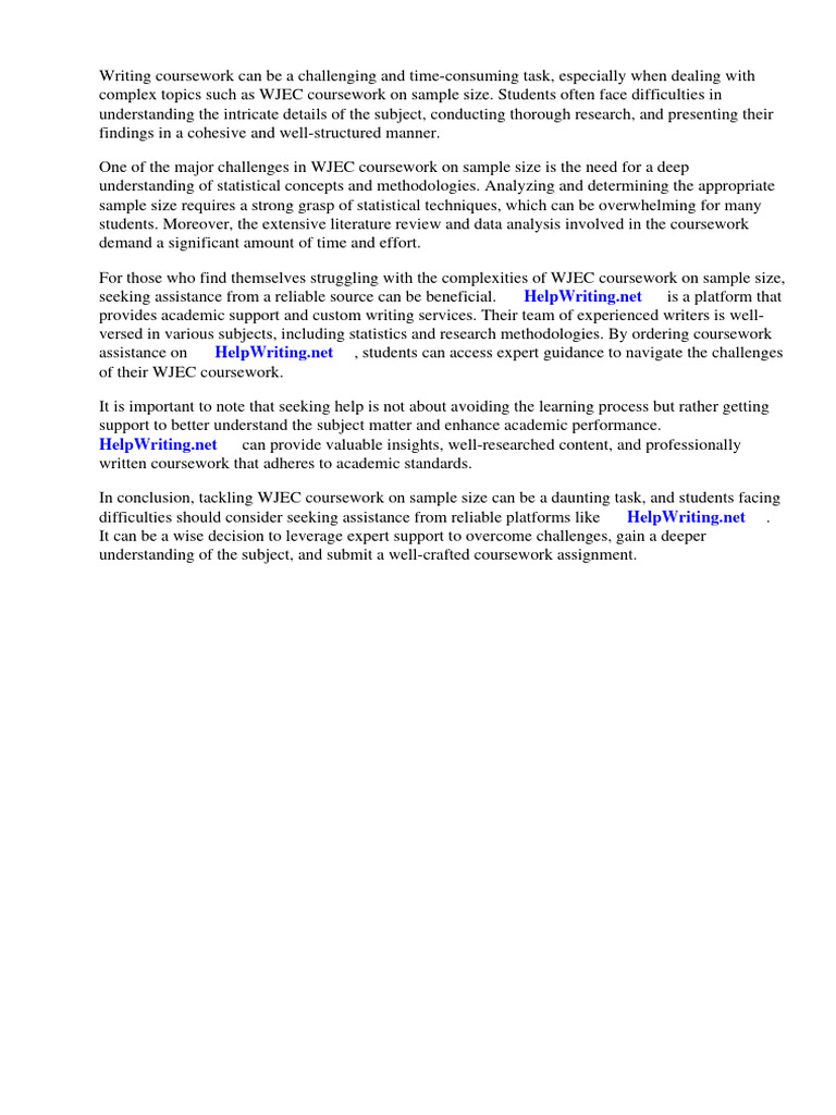 Wjec Coursework Sample Size | PDF | Facebook | Methodology