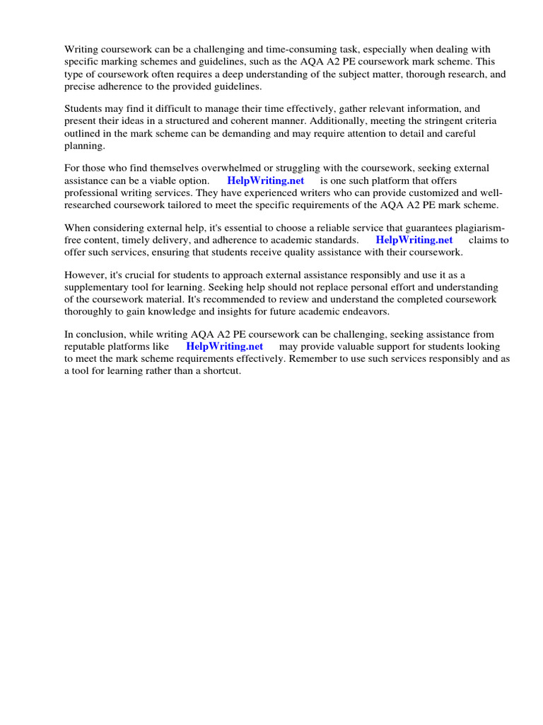 AQA A2 PE Coursework Help Guide | PDF | Gce Advanced Level (United Kingdom)