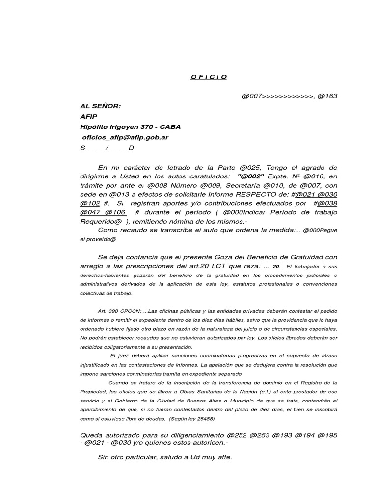 Oficio Informativo Afip | PDF | Derecho