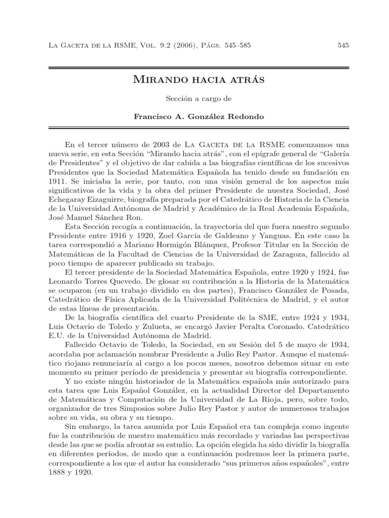 Julio Rey Pastor | PDF