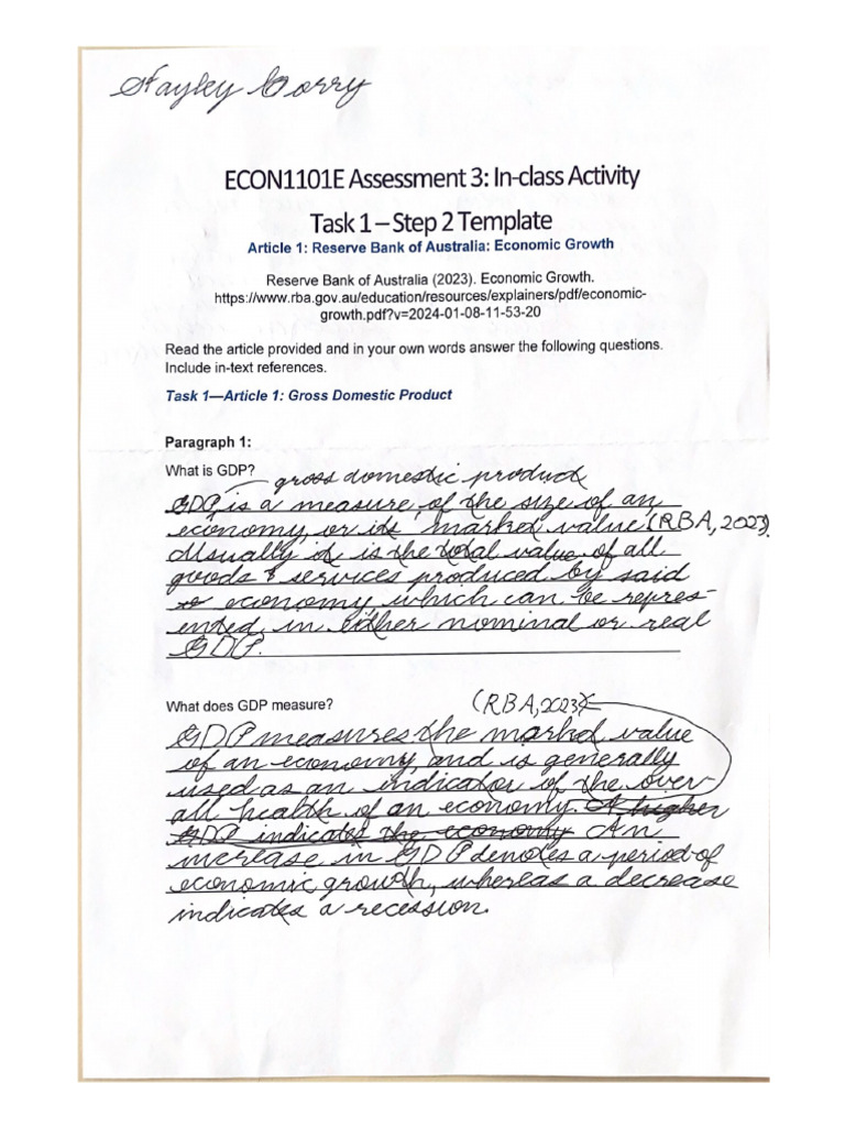 ECON In-Class Activity | PDF