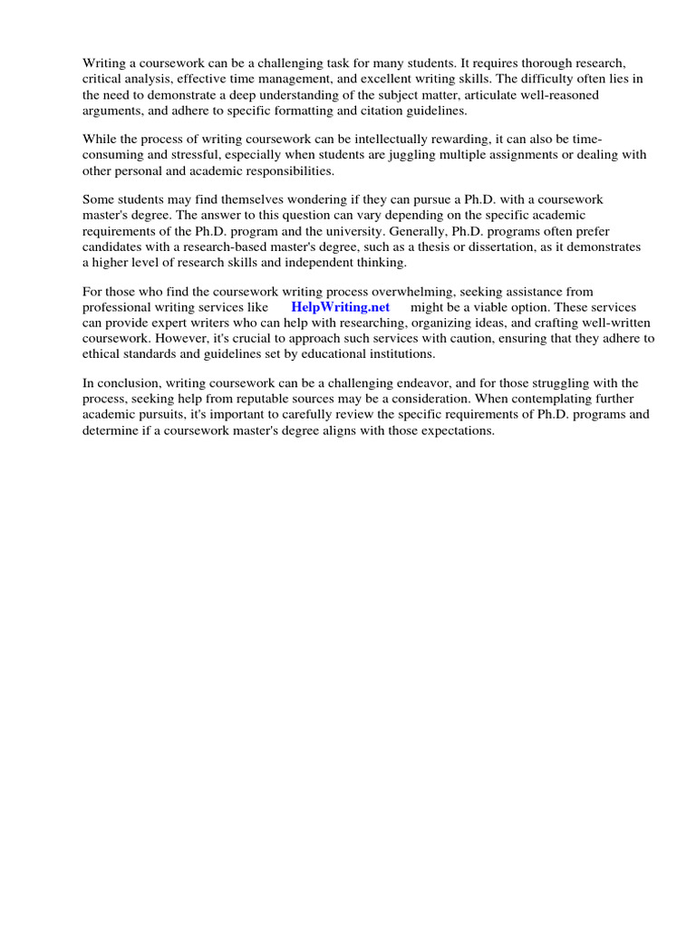 Coursework Writing & PhD Pathways | PDF | Career & Growth