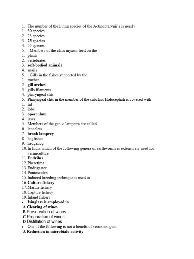 Fisheries Classification MCS | PDF | Fish | Vertebrates