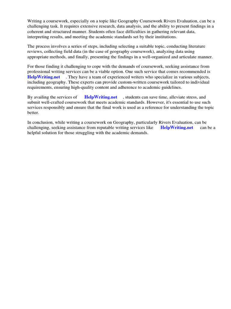 Geography Coursework Rivers Evaluation | PDF