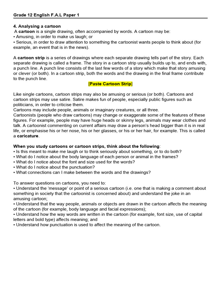 Analyzing Cartoon Grade 12 English F | PDF | Cartoon