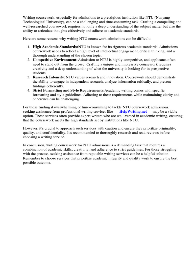 Ntu Coursework Admissions | Download Free PDF | User (Computing) | Thought