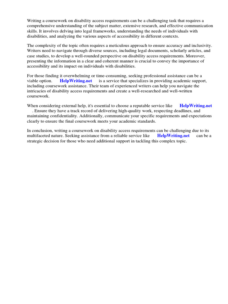 Coursework On Disability Access Requirements | PDF | Accessibility ...
