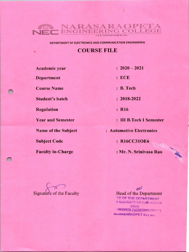 Course Material Automotive Electronics | PDF Course Material Automotive Electronics | PDF