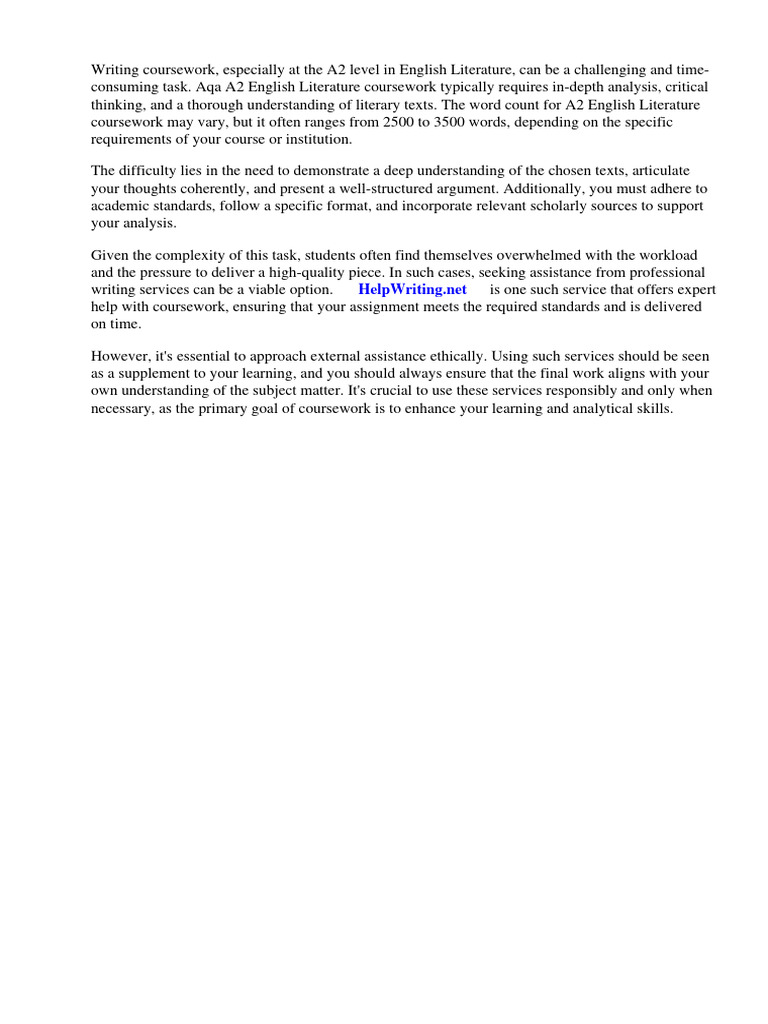 Aqa A2 English Literature Coursework Word Count | PDF | Thought | Learning
