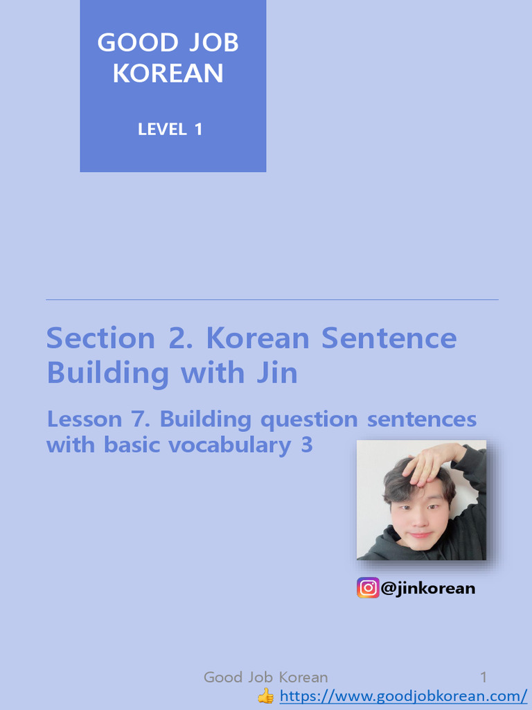 Lesson 7. Building Question Sentences With Basic Vocabulary 3 | PDF ...