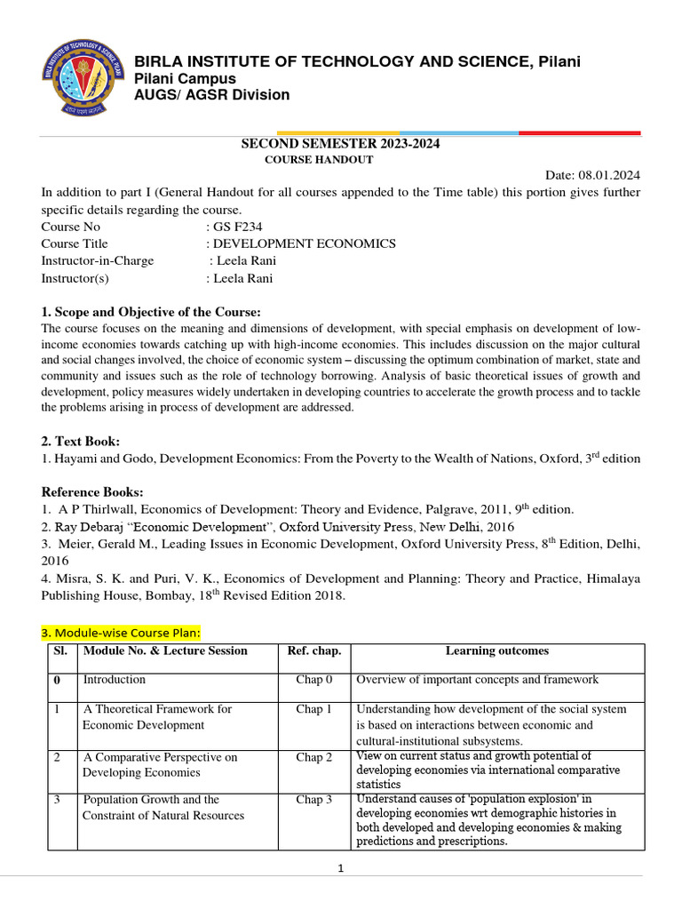 Dev Eco Course Handout | PDF Dev Eco Course Handout | PDF