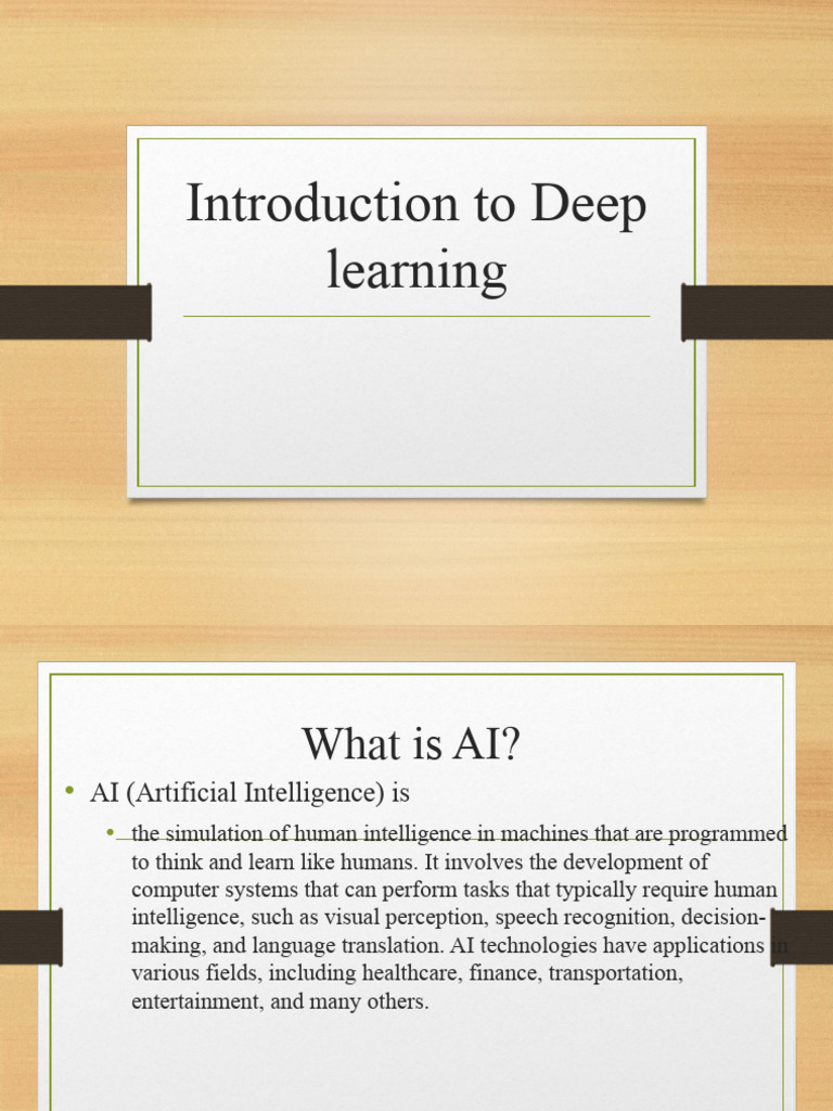Deep Learning Part 1 | PDF | Deep Learning | Machine Learning