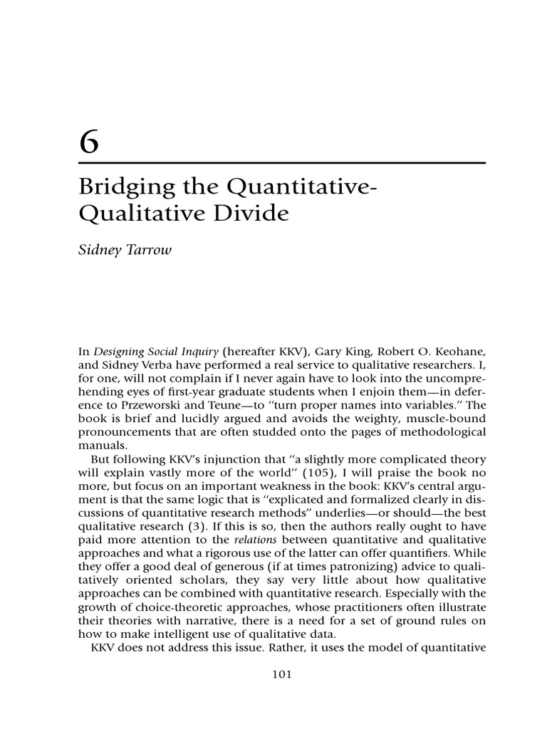 Tarrow Bridging The QuantitativeQualitative Divide | PDF | Quantitative ...