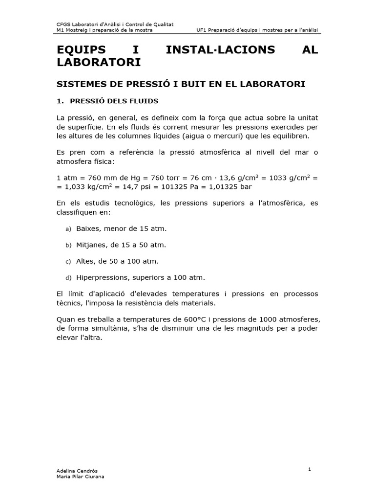 5 - Sistemes de Pressiã I Buit en El Laboratori | PDF