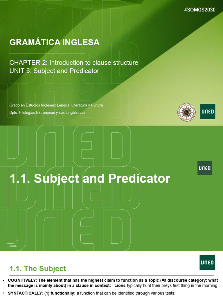 Chapter2 Notes On Subject Predicator Unit5 | PDF | Clause | Subject ...