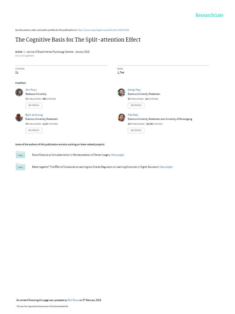 PouwRopdeKoningPaas Split-Attention | PDF | Mental Chronometry ...