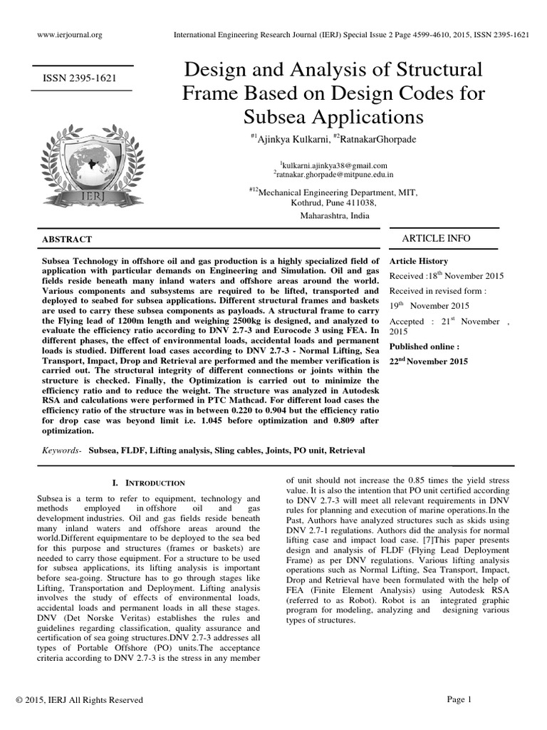 Subsea Structural Frame Design Analysis | PDF | World Wide Web | Internet & Web